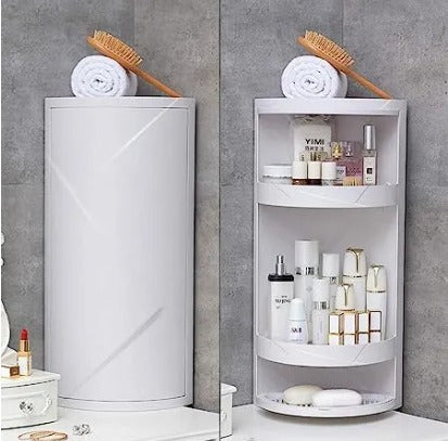 360° Rotatable Corner Bathroom Storage Organizer Dustproof Cosmetic Ca ...